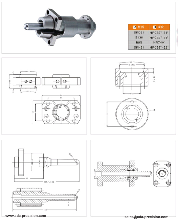 custom ejector pins core pins supplier from China | ADA Precision